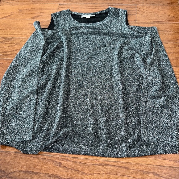 Michael Kors | Tops | Michael Kors Black And Silver Sparkly Open ...
